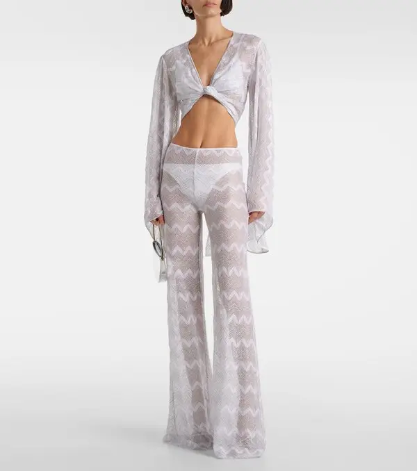 Missoni Zigzag Lamé Crop Top - White