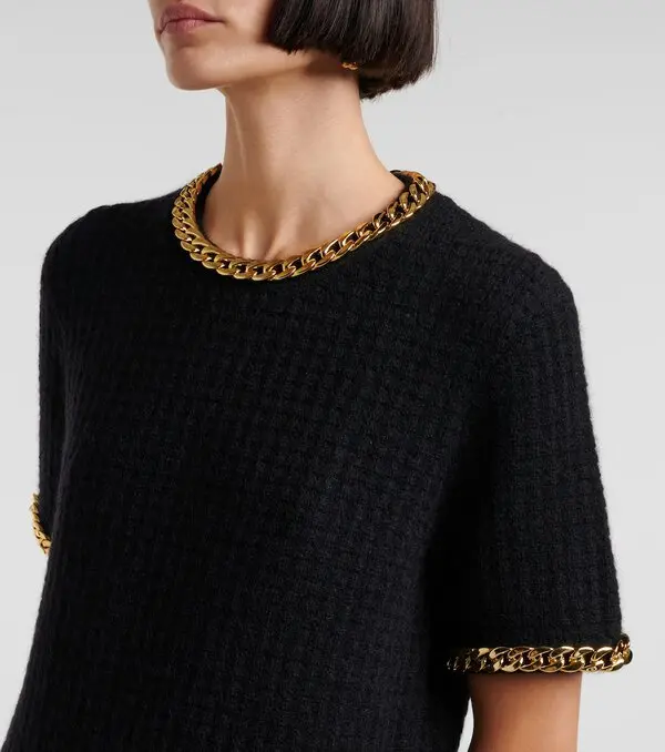 Tory Burch Chain-detail Waffle-knit Minidress