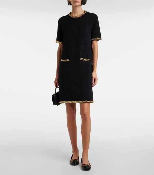 Tory Burch Chain-detail Waffle-knit Minidress
