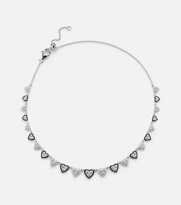 KAMYEN 18kt White Gold, Enamel And Diamond Choker - Silver