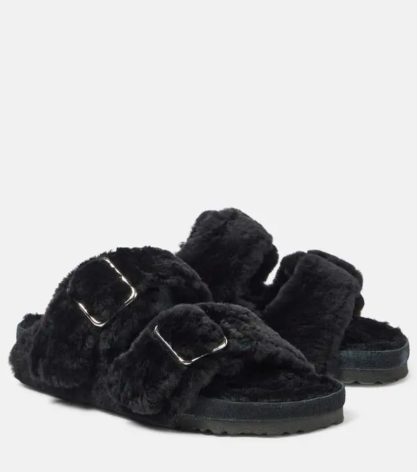 BIRKENSTOCK Arizona Shearling Sandals - Black