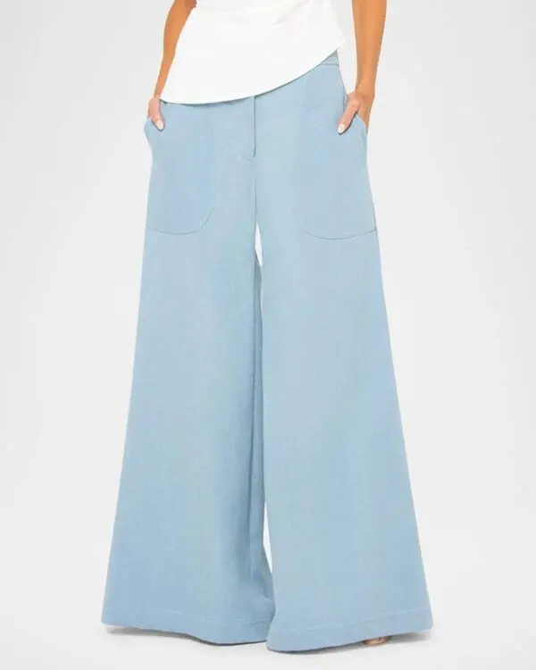 JBQ Oslo Chambray Wide-leg Pants - Sky