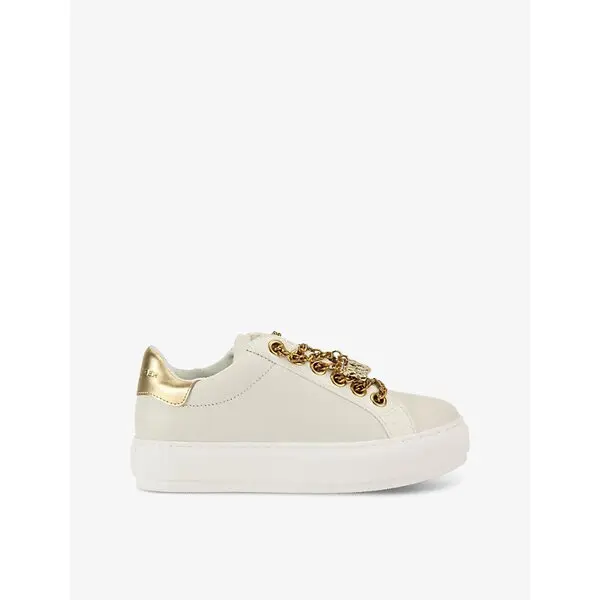 Kurt Geiger Laney Charm Chain-Lace Leather Low-Top Trainers