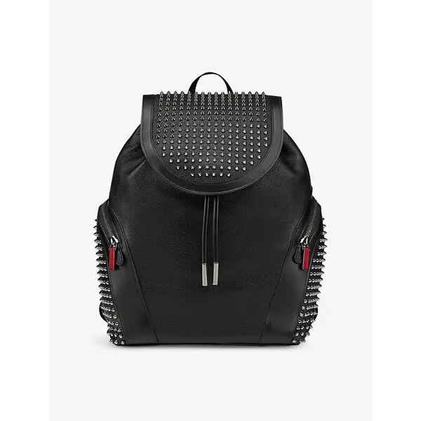 CHRISTIAN LOUBOUTIN Spike-embellished Leather Backpack - Black/gun Metal