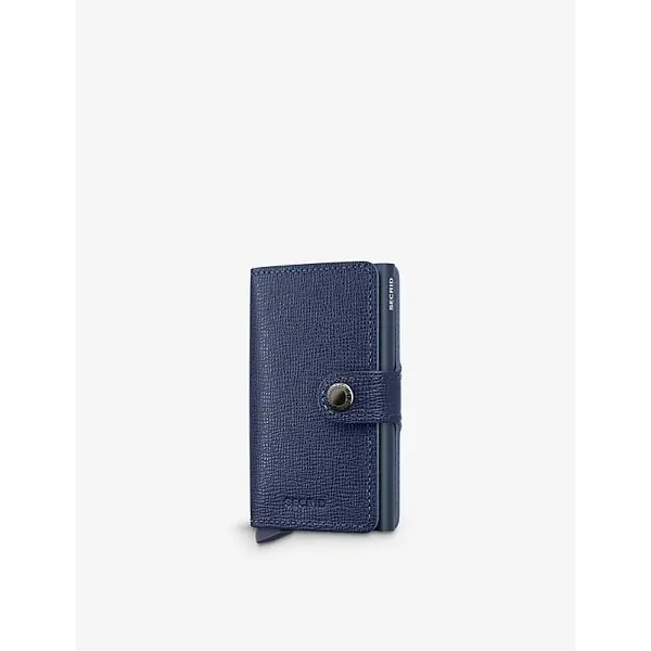 SECRID Crisple Branded Leather Wallet - Navy