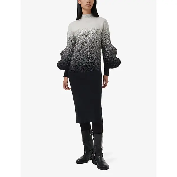 LEEM Gradient-pattern Roll-neck Knitted Dress