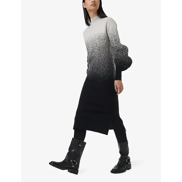 LEEM Gradient-pattern Roll-neck Knitted Dress