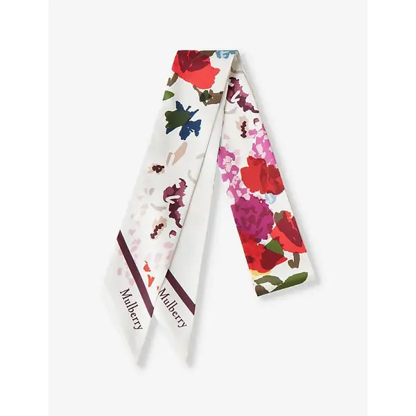 Mulberry Winter Floral Recycled-polyester Scarf - Eggshell