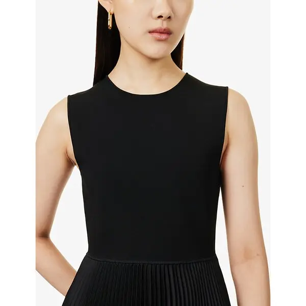 theory pleated sleeveless midi dress Sleek Poplin Pleated Midi Dress