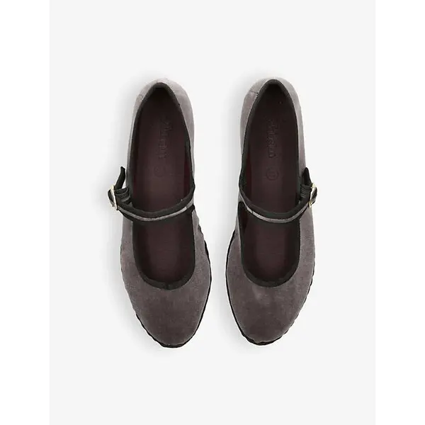 FLABELUS Brida Cotton-velvet Ballet Flats - Grey/p.cmb
