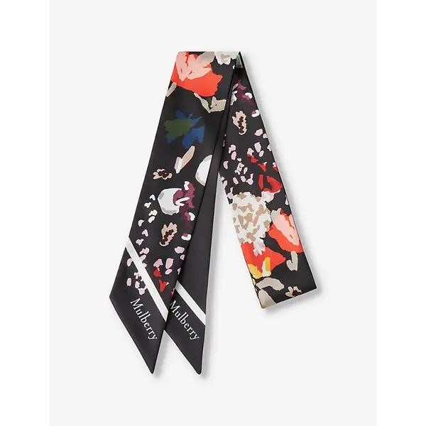 Mulberry Winter Floral Woven Scarf - Black