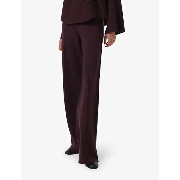 LEEM Pintuck-detail Wide-leg Knitted Trousers