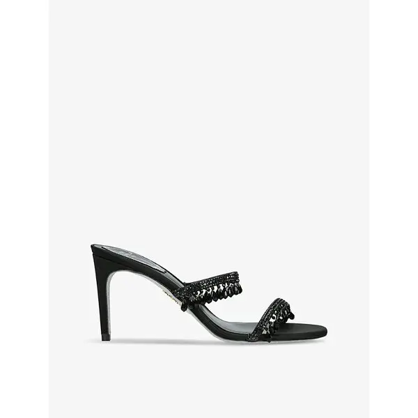 Rene Caovilla Chandelier 80 Crystal-embellished Heeled Satin Sandals - Black