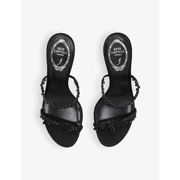 Rene Caovilla Chandelier 80 Crystal-embellished Heeled Satin Sandals - Black