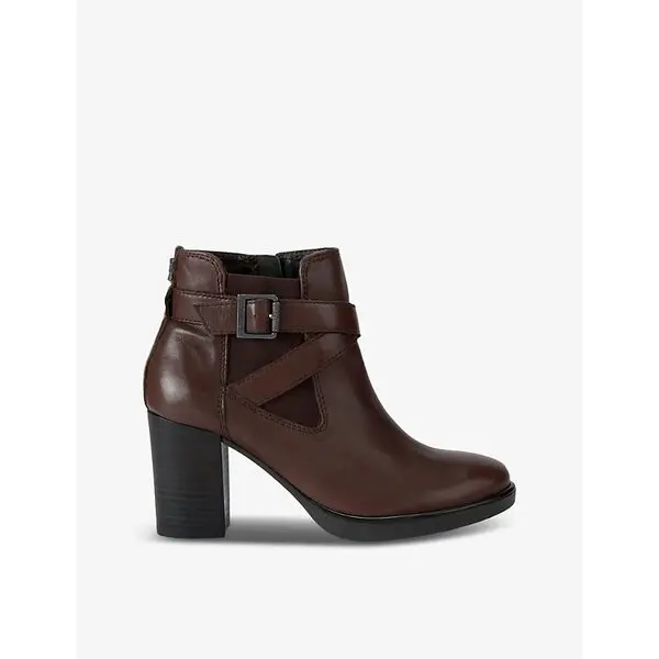 Carvela Buckle-Embellished Leather Ankle Boots Dark Brown