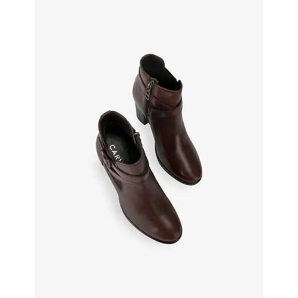 Carvela Buckle-embellished Leather Ankle Boots - Dark Brown