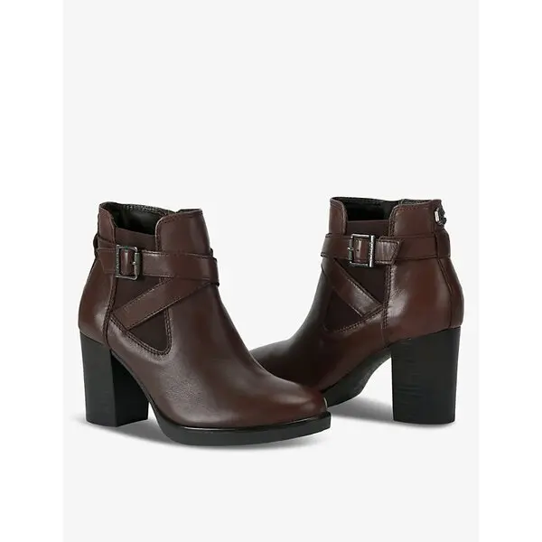 Carvela Buckle-embellished Leather Ankle Boots - Dark Brown