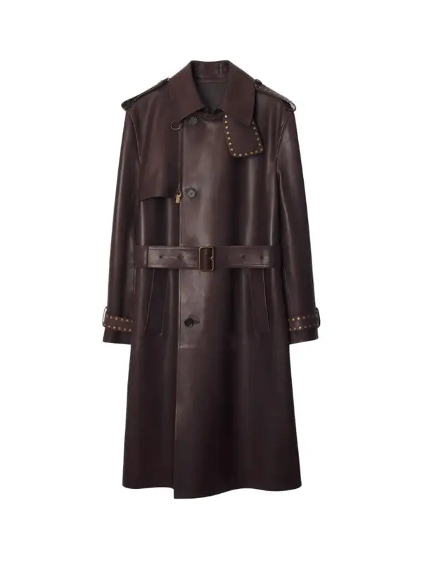 Burberry Long Leather Trench Coat Berry Editorialist