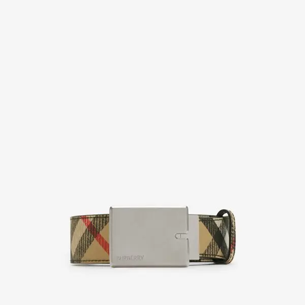 Burberry Reversible Check B-cut Belt - Sand Beige/slate Grey