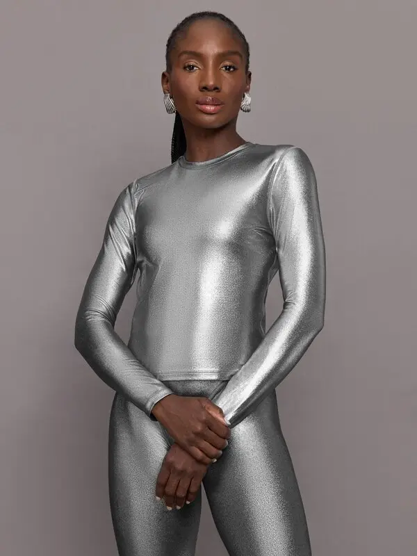 Carbon38 Liquid Metallic Long Sleeve Top