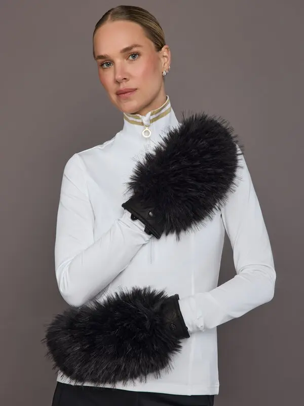 Goldbergh Leather Mittens - Black