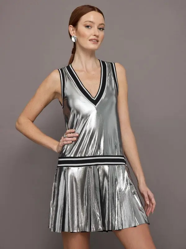 Carbon38 Metallic Pleated Tennis Dress