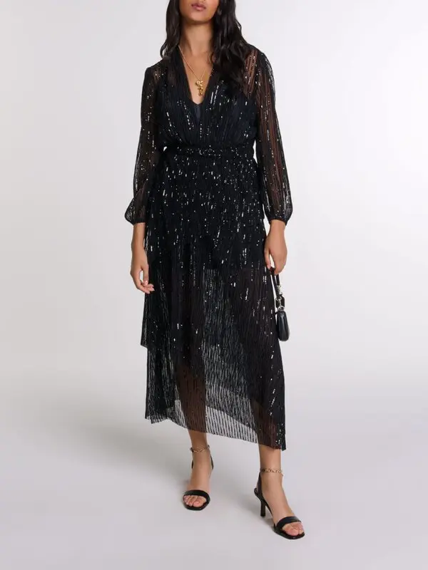 Maje Sequin Maxi Dress - Black