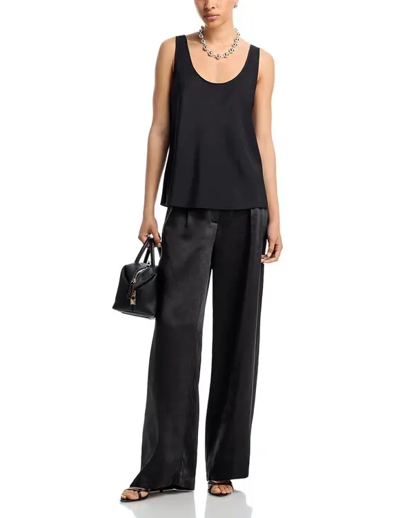 Aqua Satin Wide-leg Pants - Black