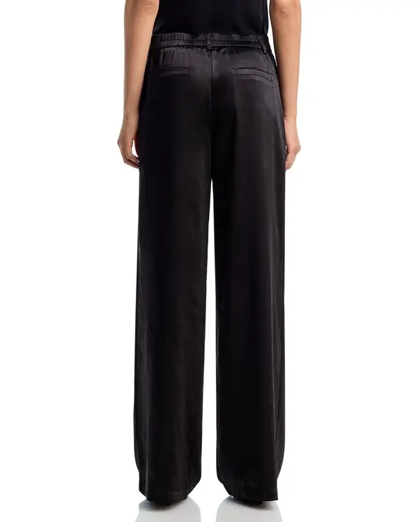 Aqua Satin Wide-leg Pants - Black