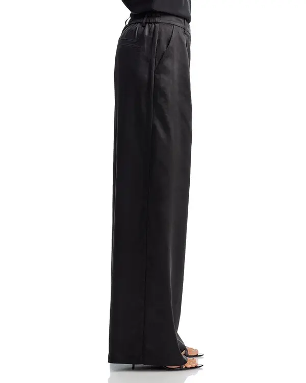 Aqua Satin Wide-leg Pants - Black