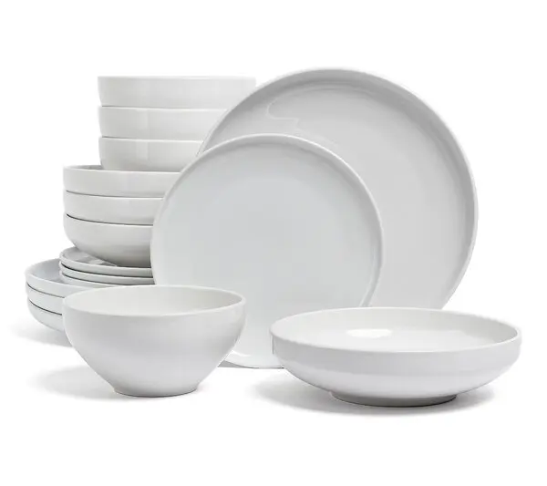 OVERANDBACK Over&back Coupe 16-piece Glossy Porcelain Dinnerware Set - One-color