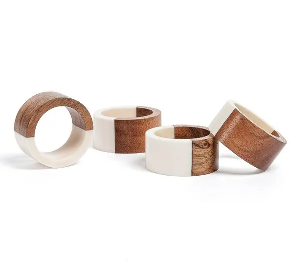 OVERANDBACK Over&back Resin Wood Napkin Rings Set Of 4 - One-color