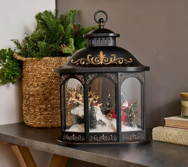 VALERIE PARR HILL Illuminated 17.5 Lantern W/ Int. Holiday Sceneby Valerie - One-color