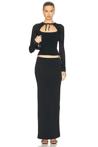 FLEUR DU MAL Lace Pointelle Knit Decolette Top