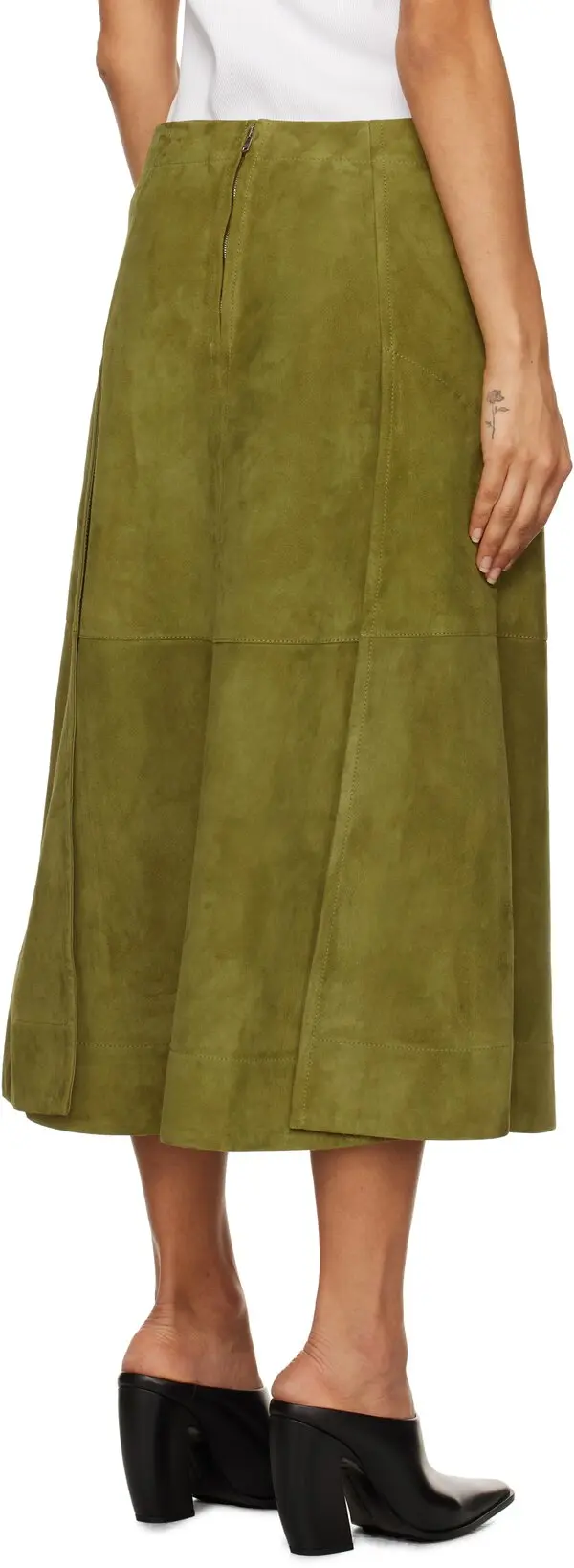 bottega veneta - Full Grain Suede Midi Skirt