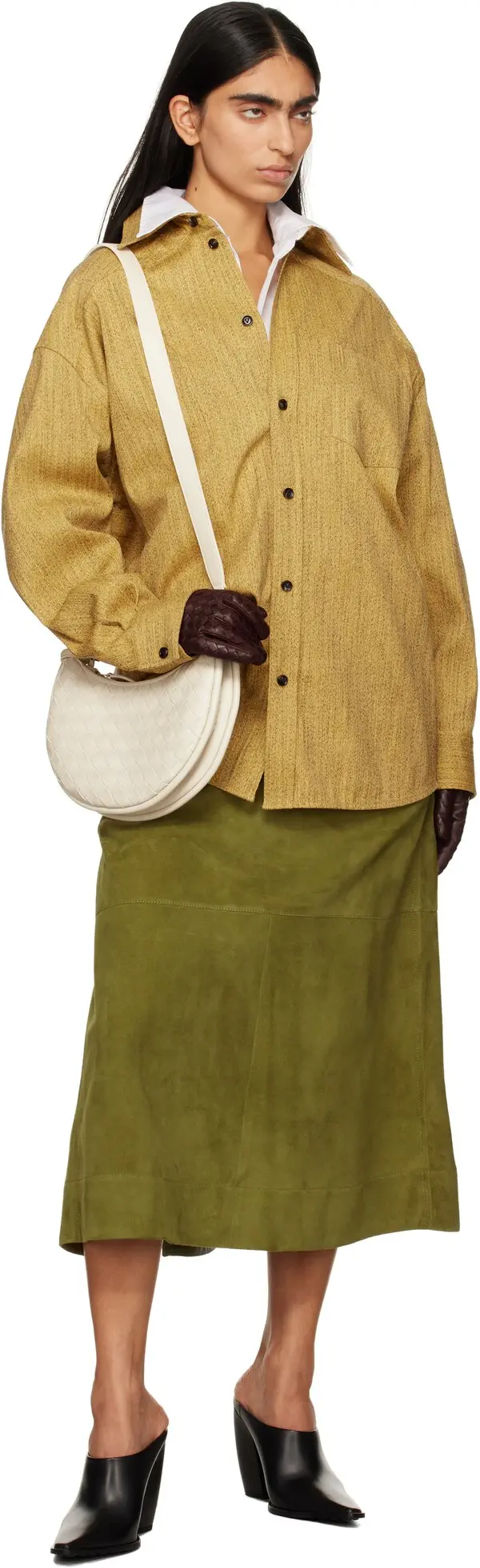bottega veneta - Full Grain Suede Midi Skirt