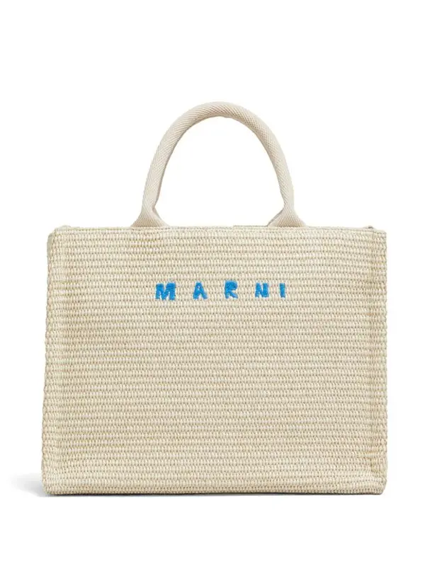 Marni Small Raffia Tote Bag - Neutrals