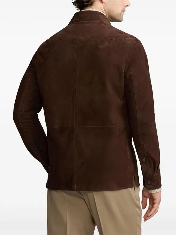 Ralph Lauren Purple Label Barron Suede Shirt Jacket - Brown