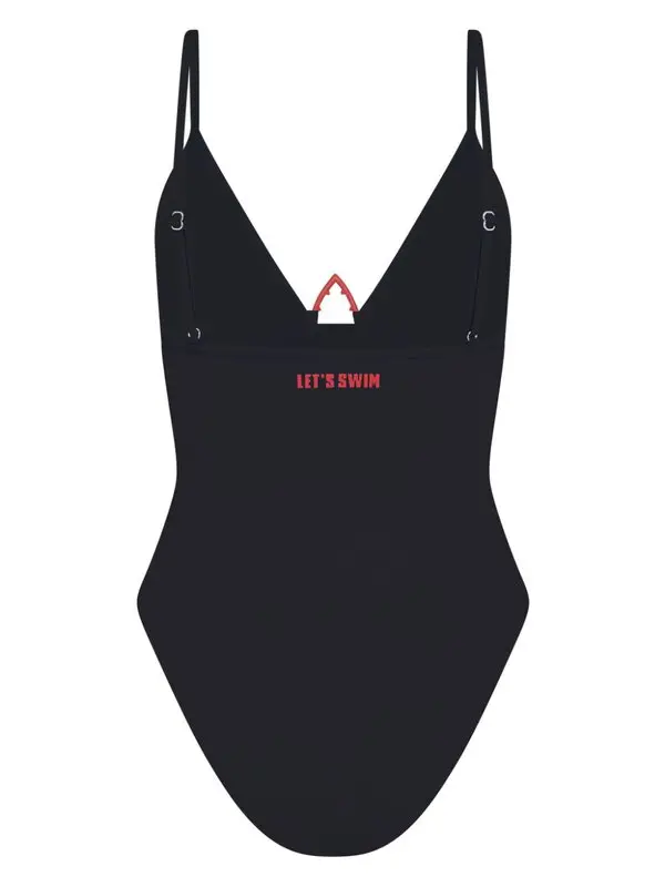 LET'S SWIM Shark Logo One-piece Swimsuit - Black