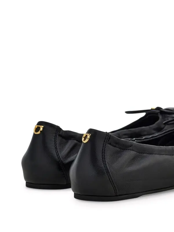 FERRAGAMO Leather Ballerina Shoes - Black