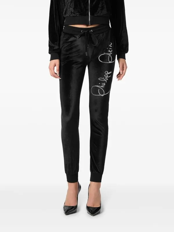 Philipp Plein Crystal Signature Trousers - Black
