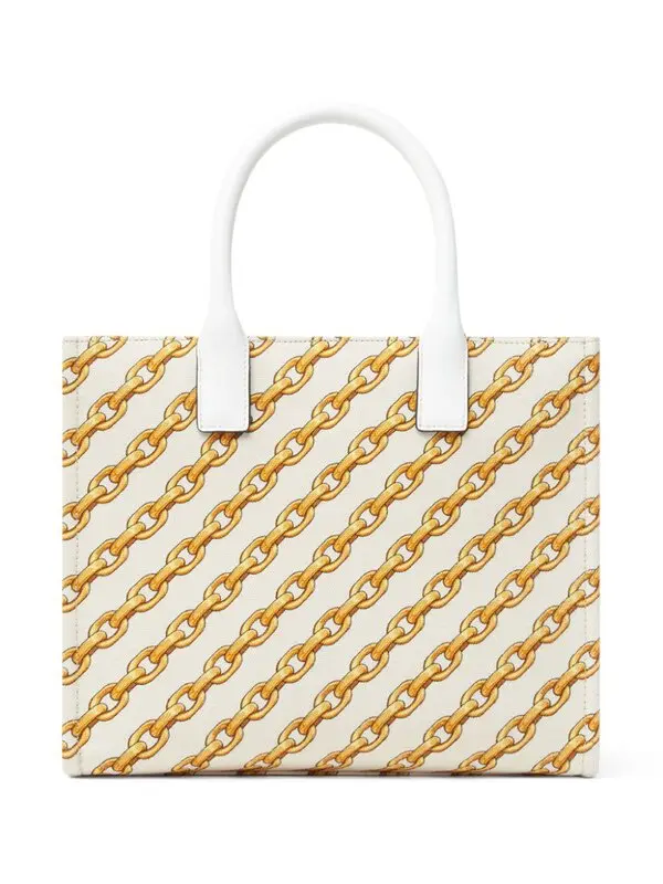 Versace La Medusa Small Chain Stripes Tote - Neutrals