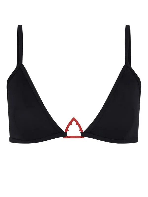 LET'S SWIM Shark-logo Bikini Top - Black