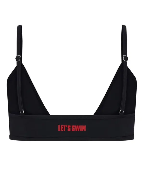 LET'S SWIM Shark-logo Bikini Top - Black
