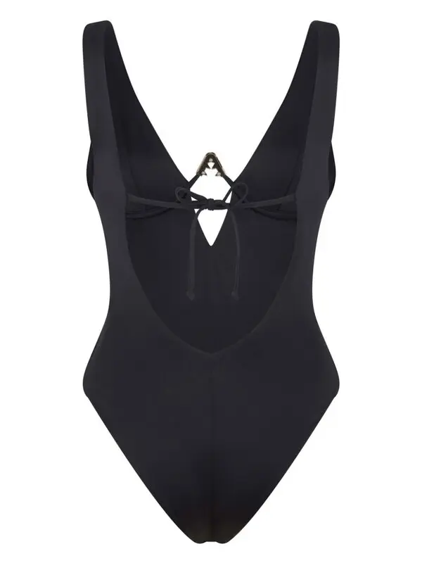 LET'S SWIM Shark Logo One-piece Swimsuit - Black