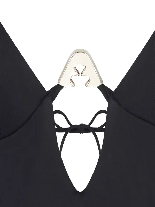 LET'S SWIM Shark Logo One-piece Swimsuit - Black