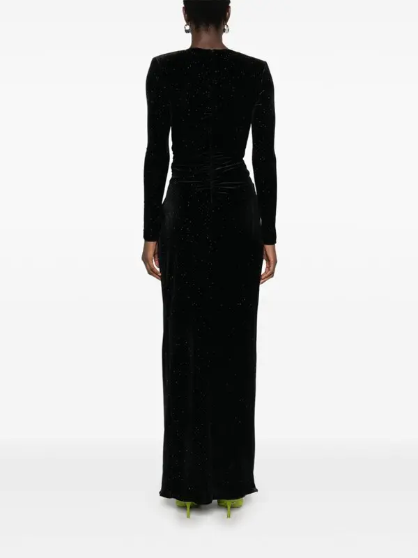 NISSA Glitter-detail Velvet Maxi Dress