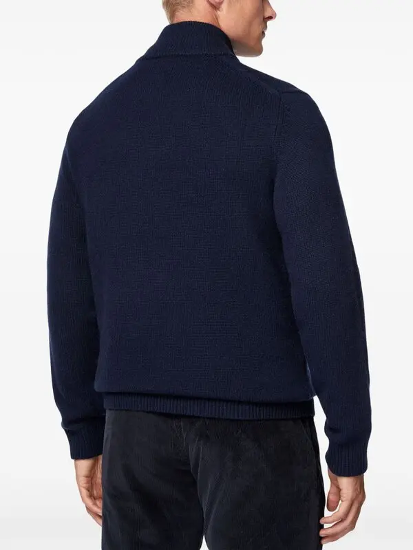 Boggi Milano Cashmere Full Zip Jumper Blue Editorialist