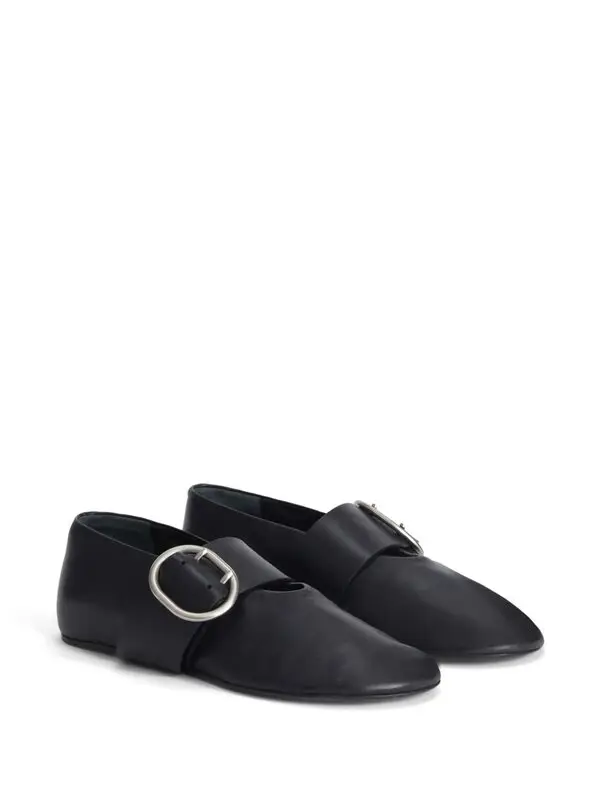 JIL SANDER Leather Ballerina Shoes - Black