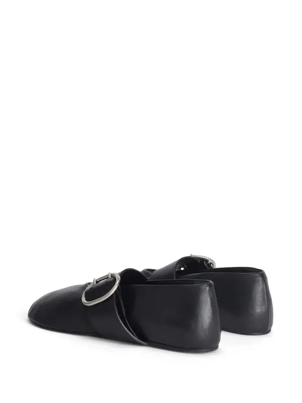 JIL SANDER Leather Ballerina Shoes - Black